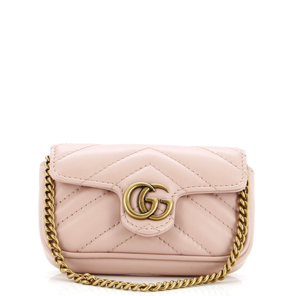 Gucci GG Marmont Coin Purse on Chain Matelasse Leather Neutral 3241551