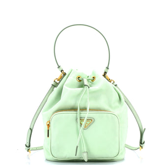 Prada Drawstring Bucket Bag Tessuto Small Green 3267151