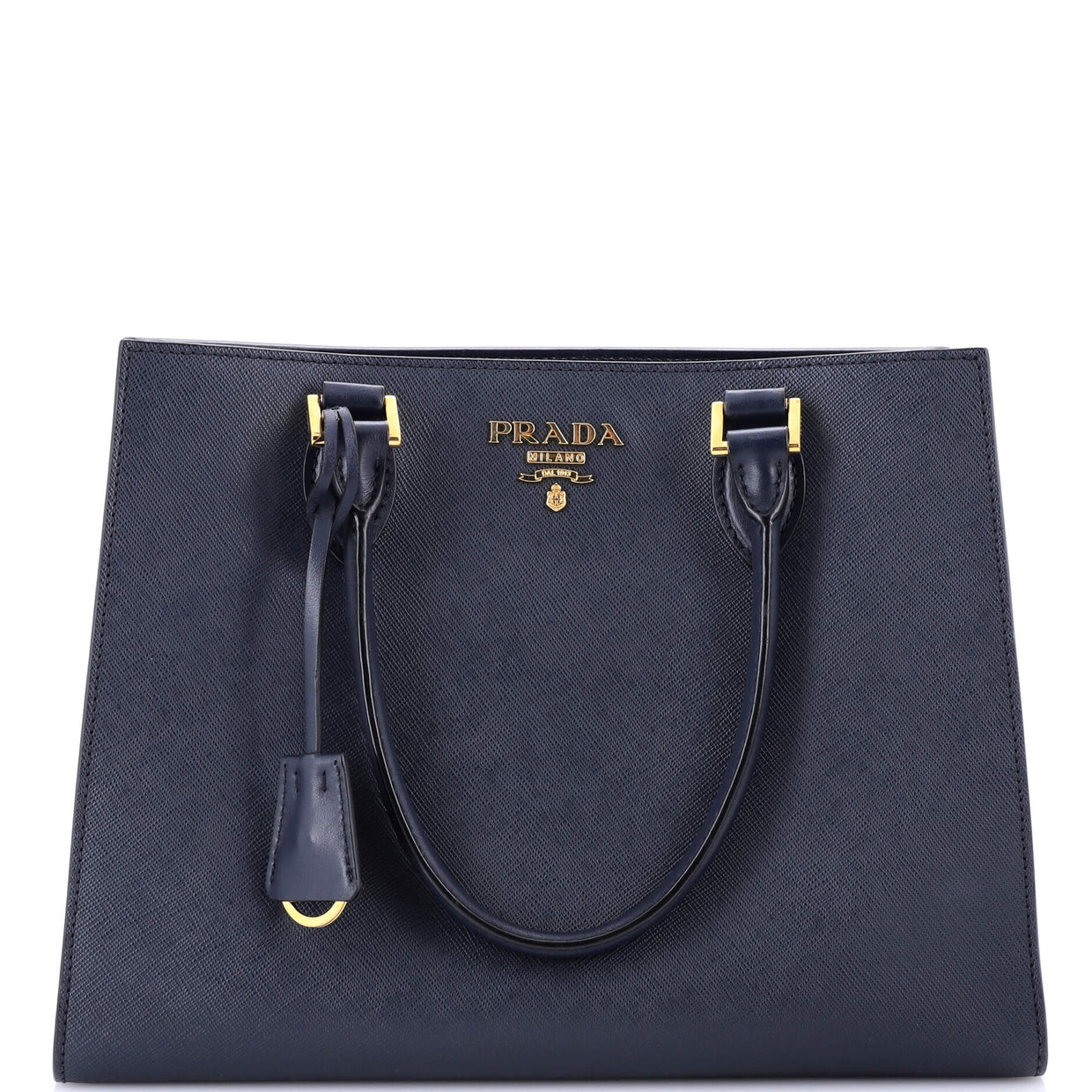 Prada Convertible Open Tote Saffiano Leather Medium Blue 327236245