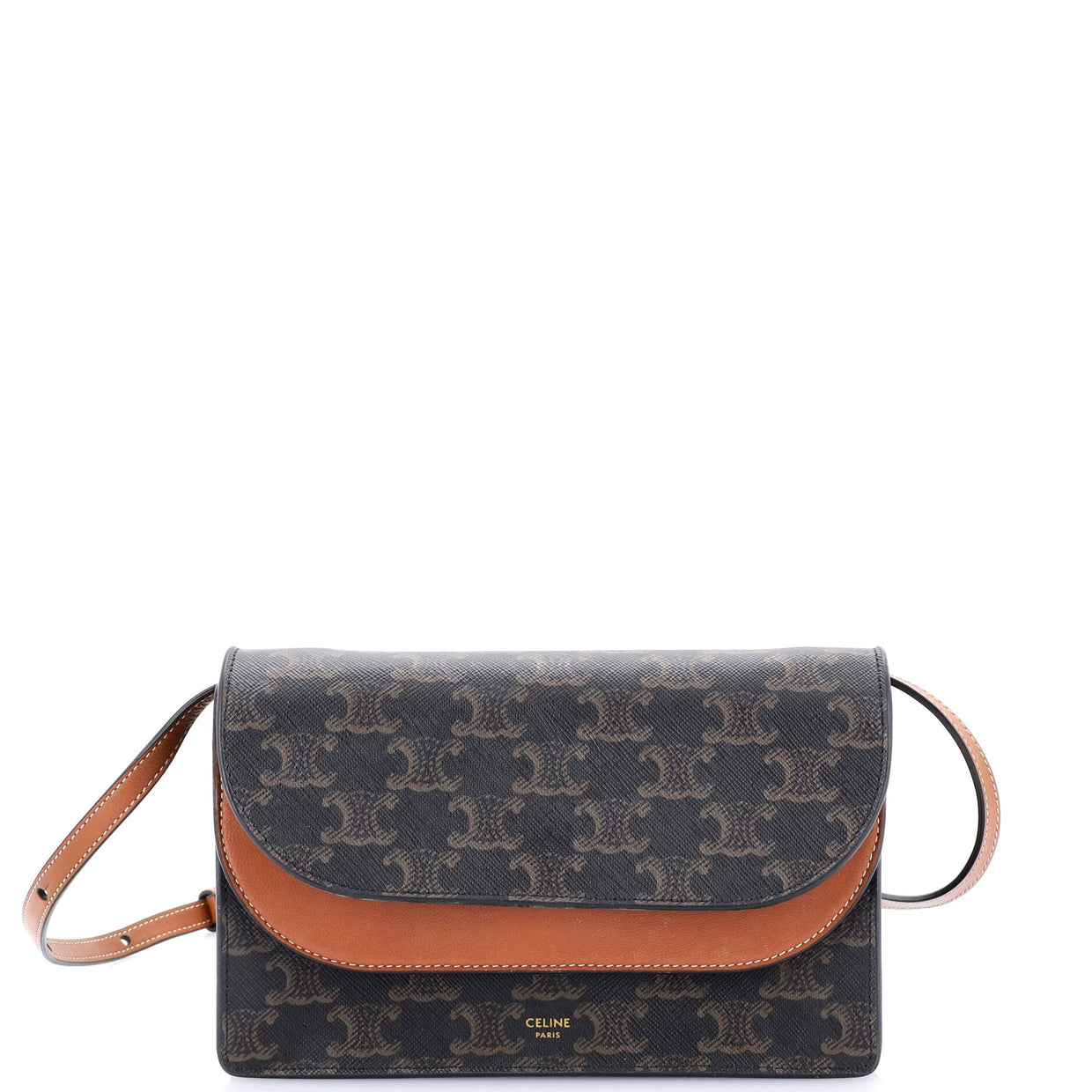 Celine Wallet on Strap Triomphe Coated Canvas Brown 3291741