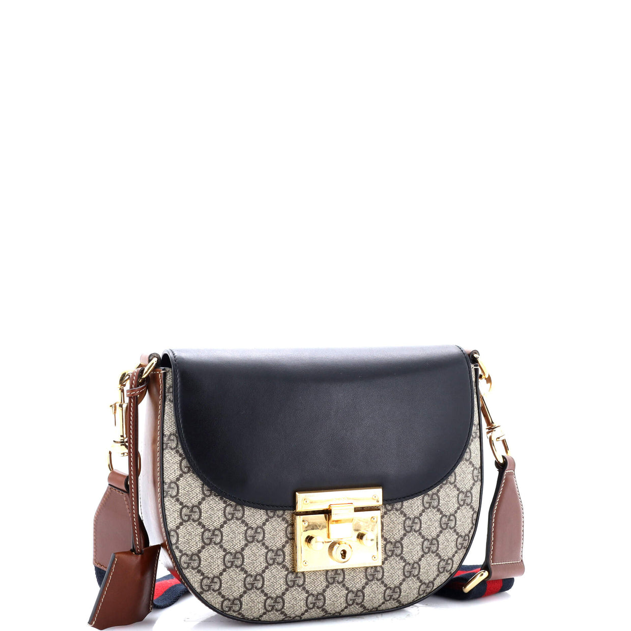 Gucci Padlock Saddle Shoulder Bag GG Coated Canvas and Leather Medium ...