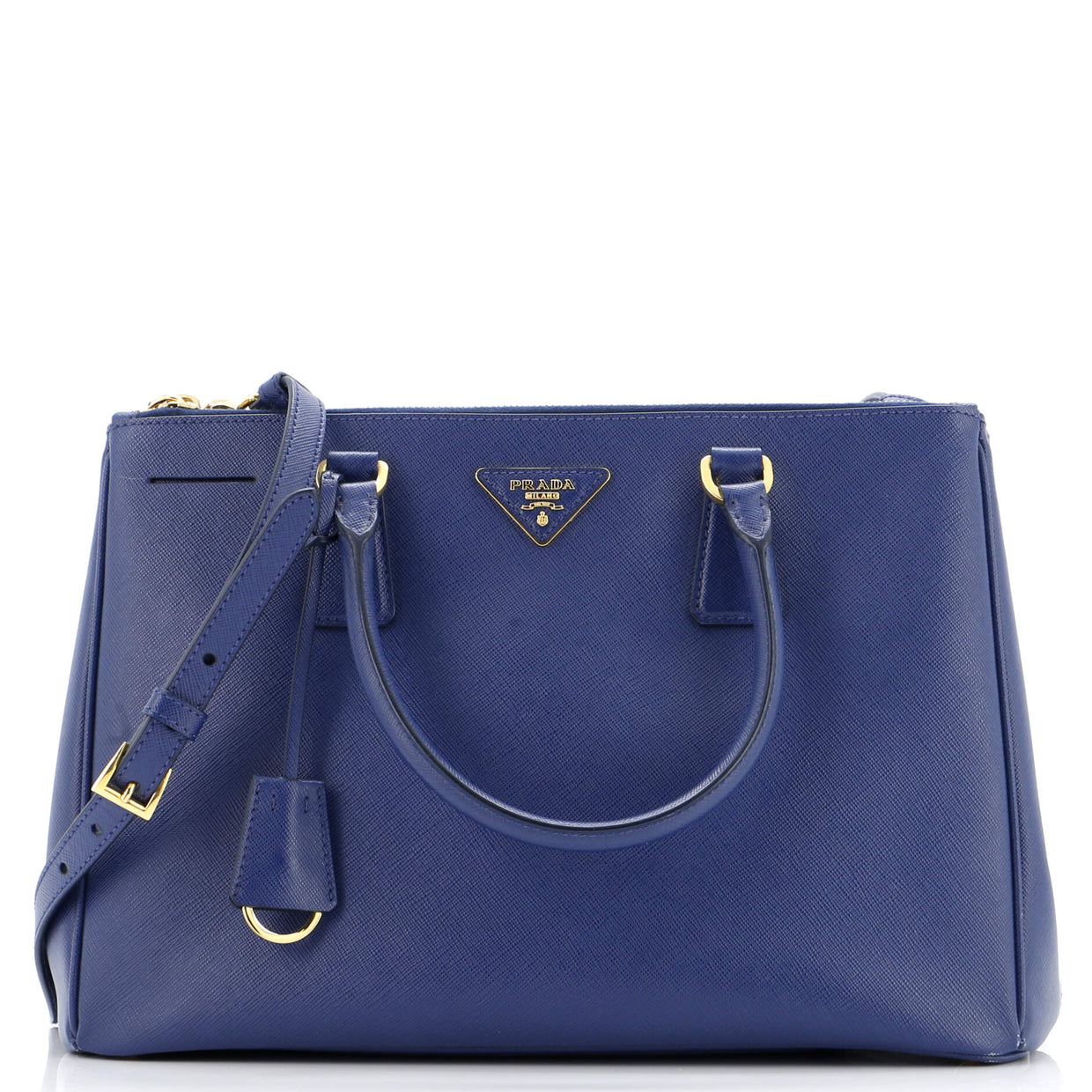 Prada Double Zip Lux Tote Saffiano Leather Medium Blue 3334891