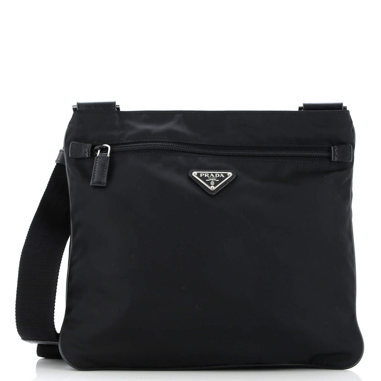 Prada Front Pocket Messenger Bag Tessuto Medium Black 34017152
