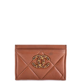 Chanel 19 Card Holder Quilted Leather Neutral 3476181