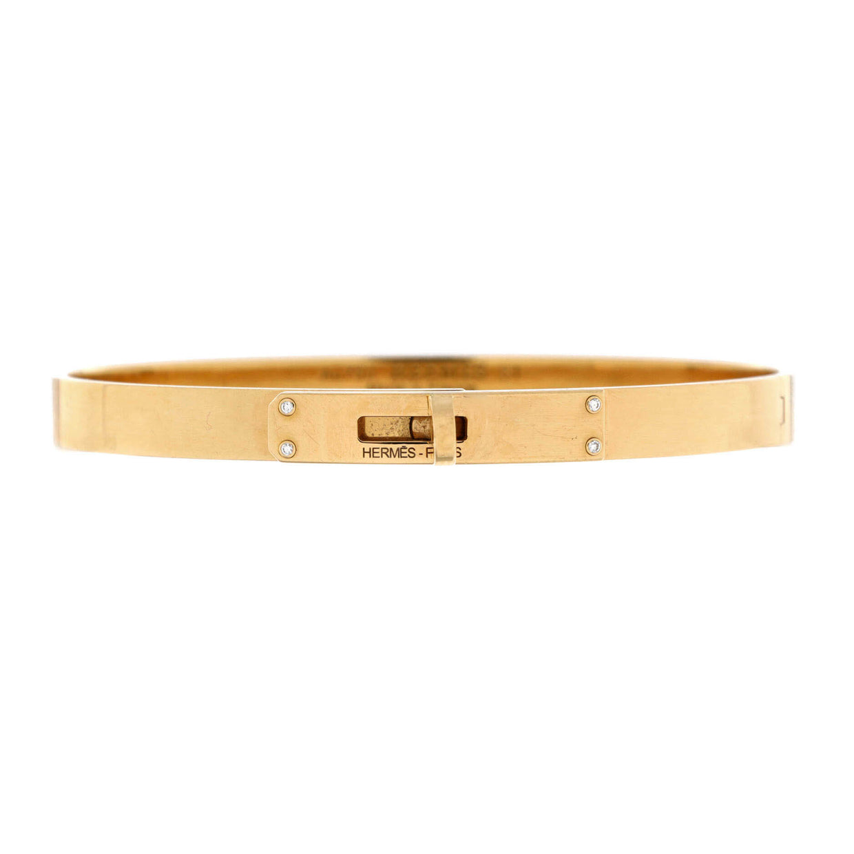 Hermes Kelly Bracelet 18K Yellow Gold with 4 Diamonds Small Yellow gold ...