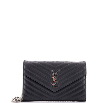 Saint Laurent Classic Monogram Wallet on Chain Matelasse Chevron ...
