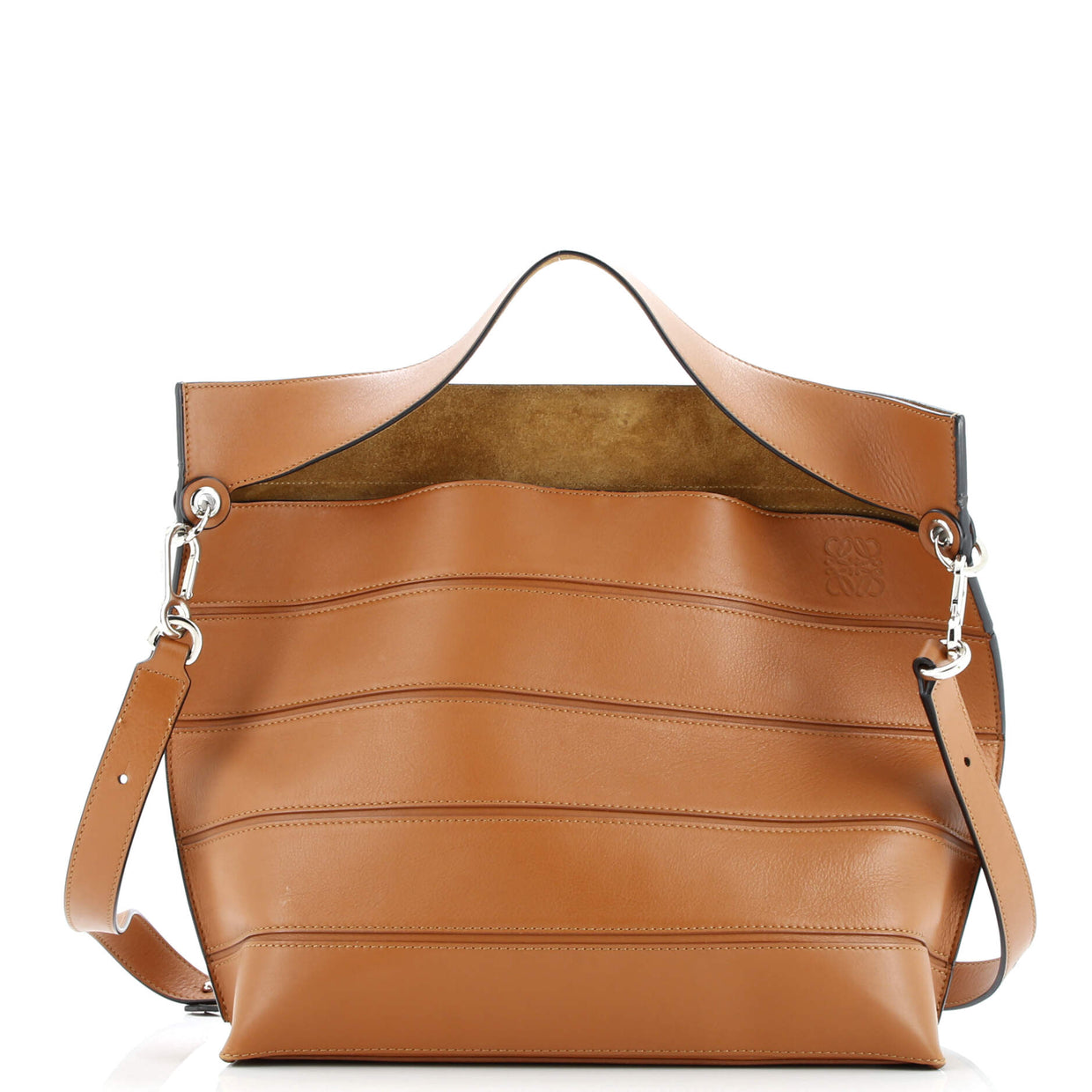 Loewe Strip Shoulder Bag Stitched Leather Medium Brown 35295635