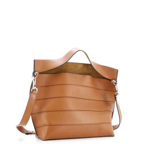 Loewe Strip Shoulder Bag Stitched Leather Medium Brown 35295635
