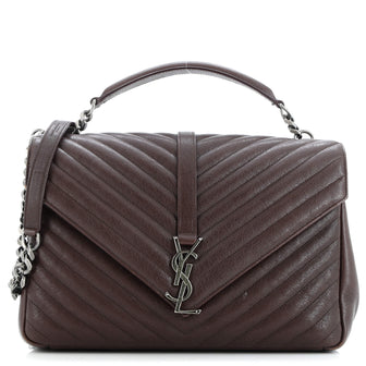 Saint Laurent Classic Monogram College Bag Matelasse Chevron Leather ...