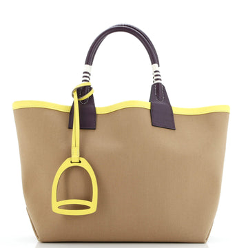 Hermes Sac Steeple Tote Toile with Leather 25 Neutral 357221188