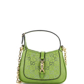 Gucci Jackie 1961 Chain Hobo Crystal GG Embellished Fabric with Lizard ...