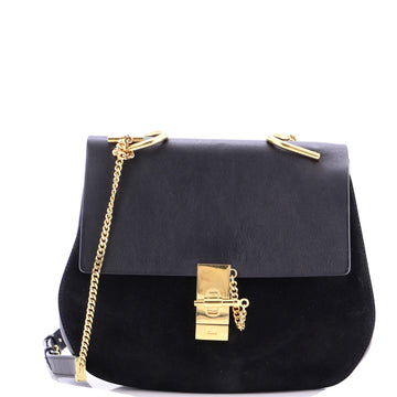 Chloe Drew Crossbody Bag Leather and Suede Medium Black 3888821