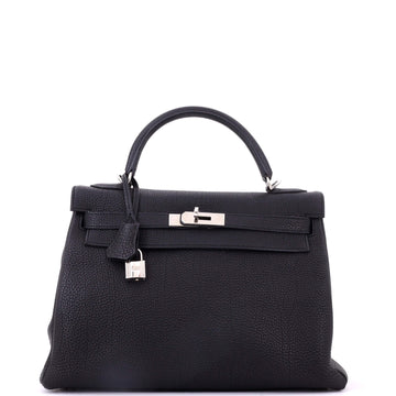 Hermes Kelly Handbag Black Togo with Palladium Hardware 32 Black 4092821