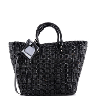 Balenciaga Bistro Panier Bag Woven Faux Leather Small Black 4309381