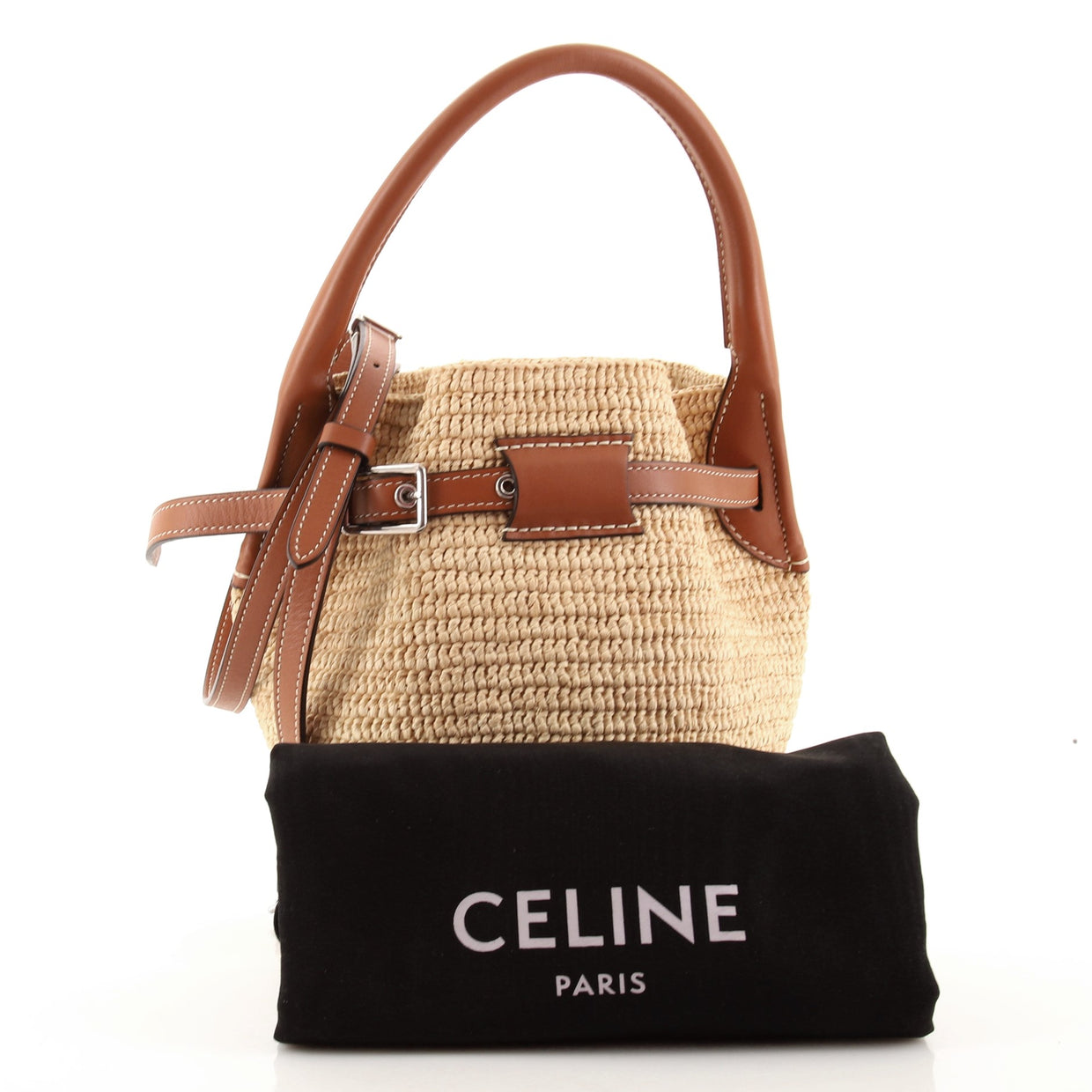 Celine Big Bag Bucket Woven Raffia Nano Brown 105604123