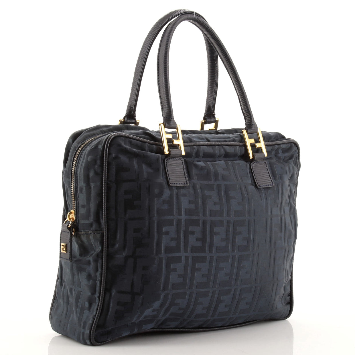 Fendi Convertible FF Briefcase Zucca Nylon Medium Blue 11434651