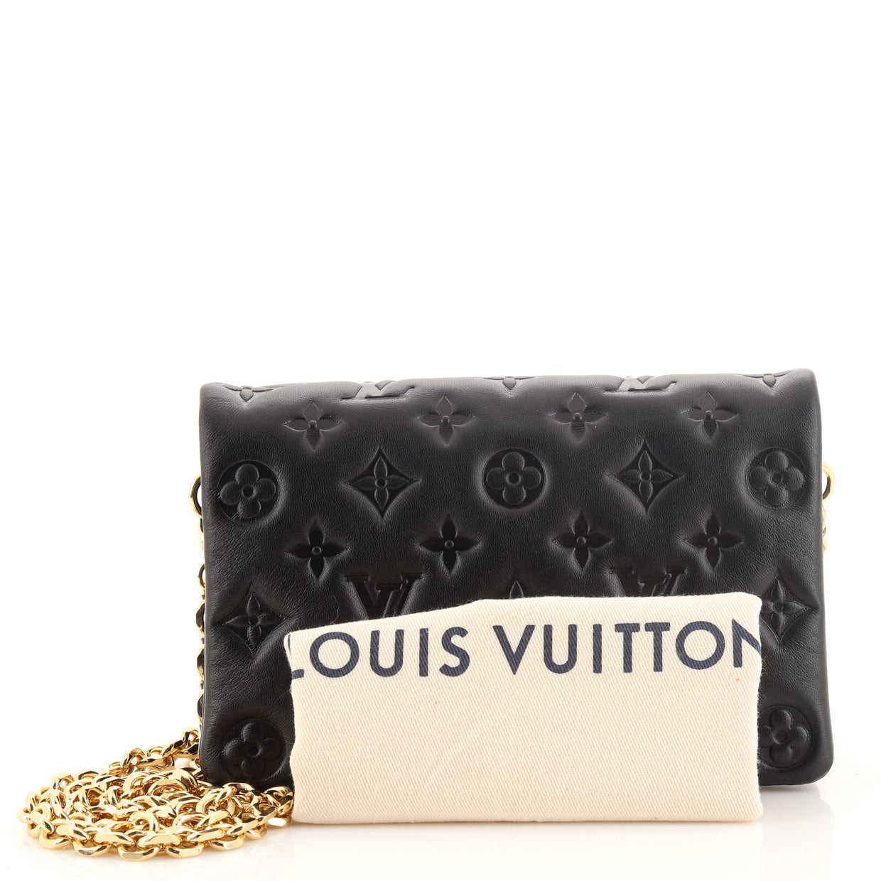 Louis Vuitton Coussin Pochette Monogram Embossed Lambskin Black 1268291