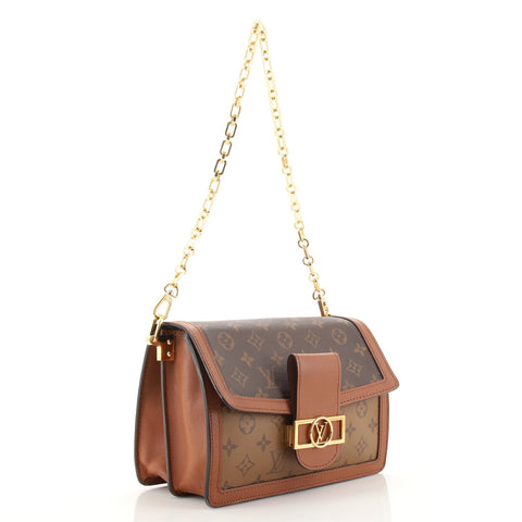 Louis Vuitton Dauphine Shoulder Bag Reverse Monogram Canvas MM Brown ...