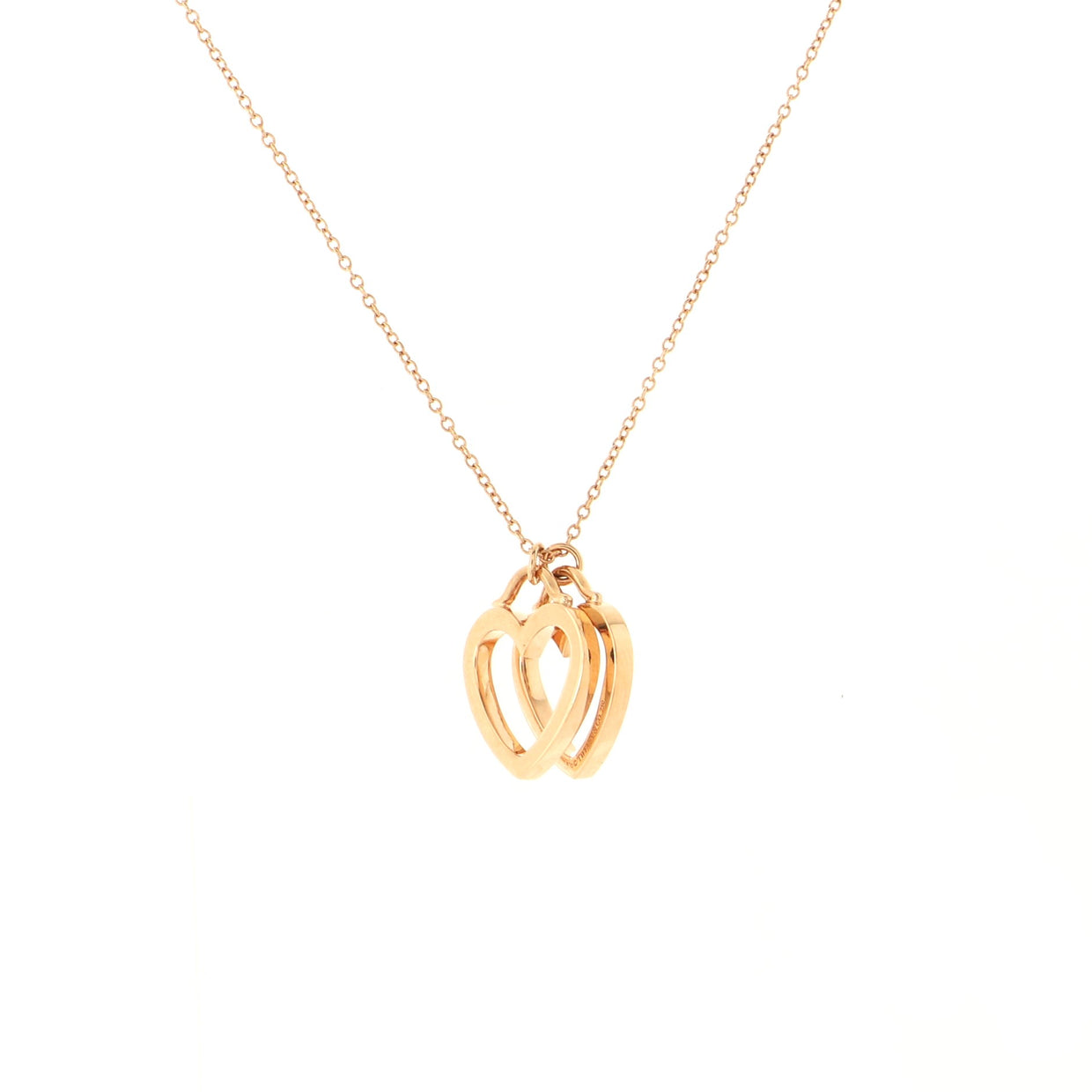 Tiffany & Co. Sentimental Double Heart Pendant Necklace 18K Rose Gold ...
