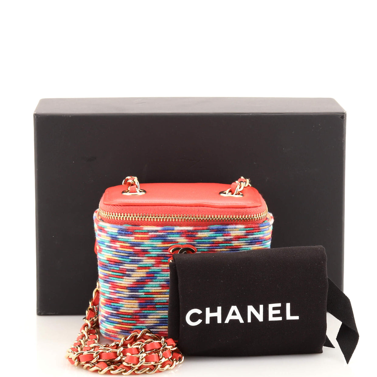 Chanel Classic Vanity Case with Chain Multicolor Embroidered Thread ...