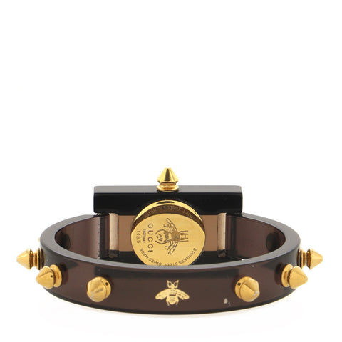 Gucci Skeleton Stud Rectangular Frame Quartz Watch Plexiglass with PVD ...