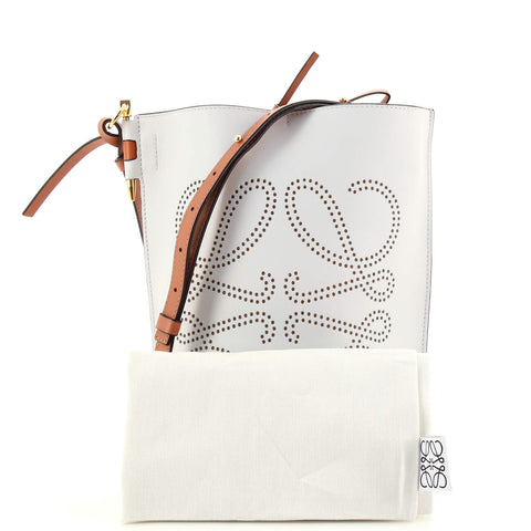 Loewe Gate Bucket Bag Perforated Leather Large Neutral 1668031