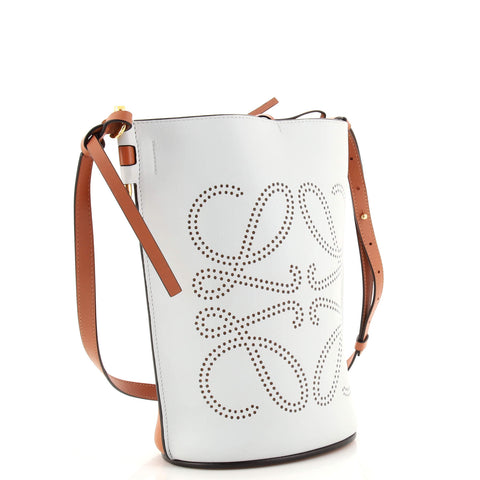 Loewe Gate Bucket Bag Perforated Leather Large Neutral 1668031