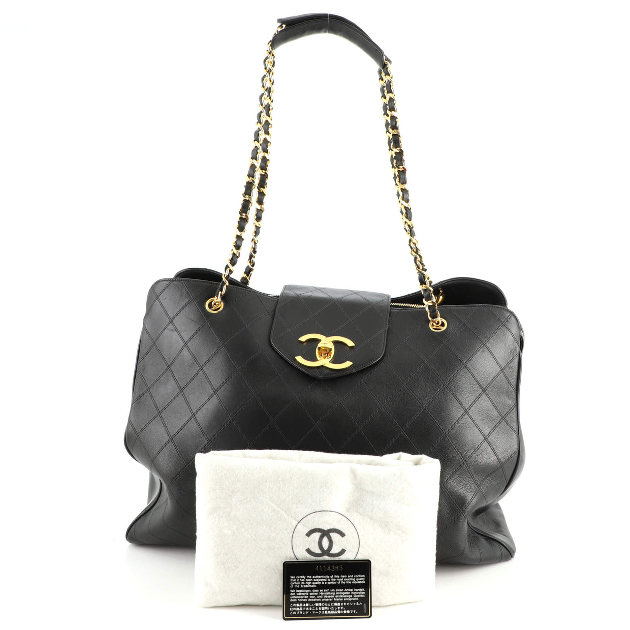 Chanel Vintage Supermodel Weekender Bag Quilted Leather Large Black 1690593