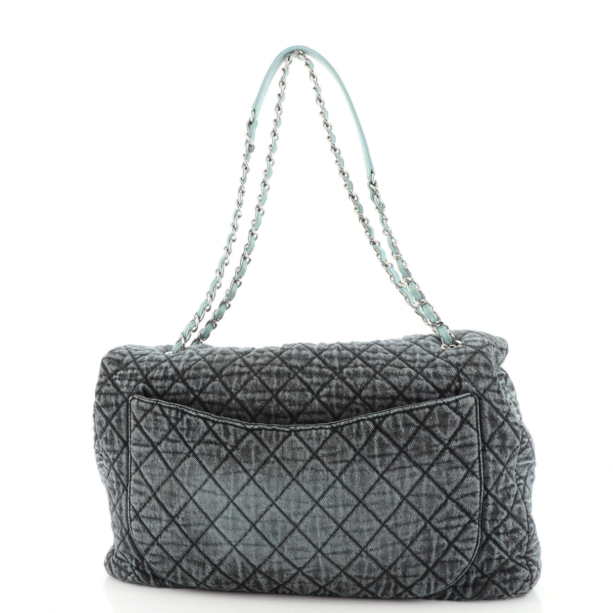 Chanel Denimpression Flap Bag Quilted Distressed Denim XXL Black 1744211