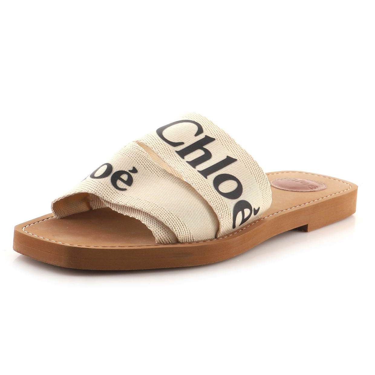 Chloe Women's Woody Logo Slide Sandals Fabric White 1747486