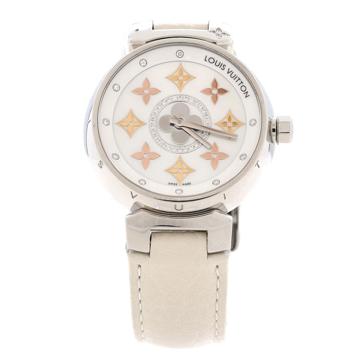 Louis Vuitton Tambour Quartz Watch Stainless Steel and Leather with ...