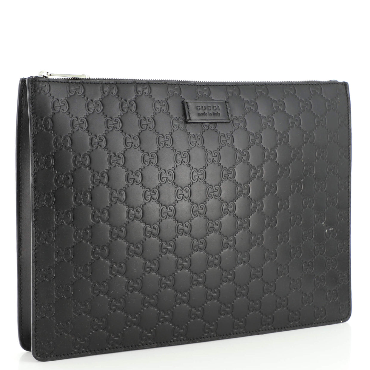 Gucci Zip Messenger Bag Guccissima Leather Large Black 1767001