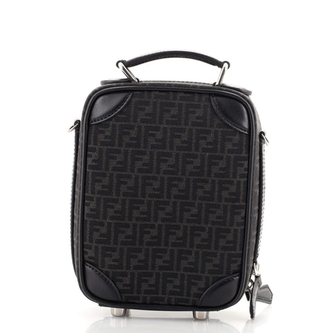 Fendi Trolley Crossbody Bag Zucchino Jacquard Mini Black 180619357