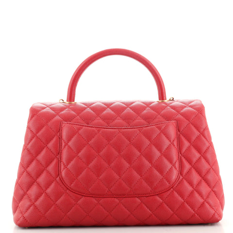 Chanel Coco Top Handle Bag Quilted Caviar Medium Red 1855482