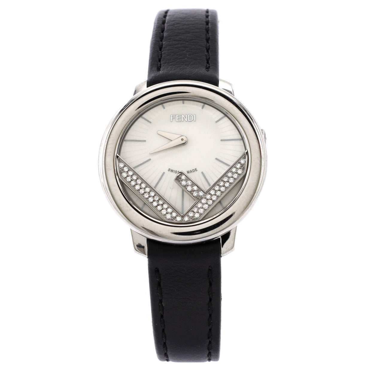 Fendi Run Away Round Quartz Watch Stainless Steel and Leather with ...