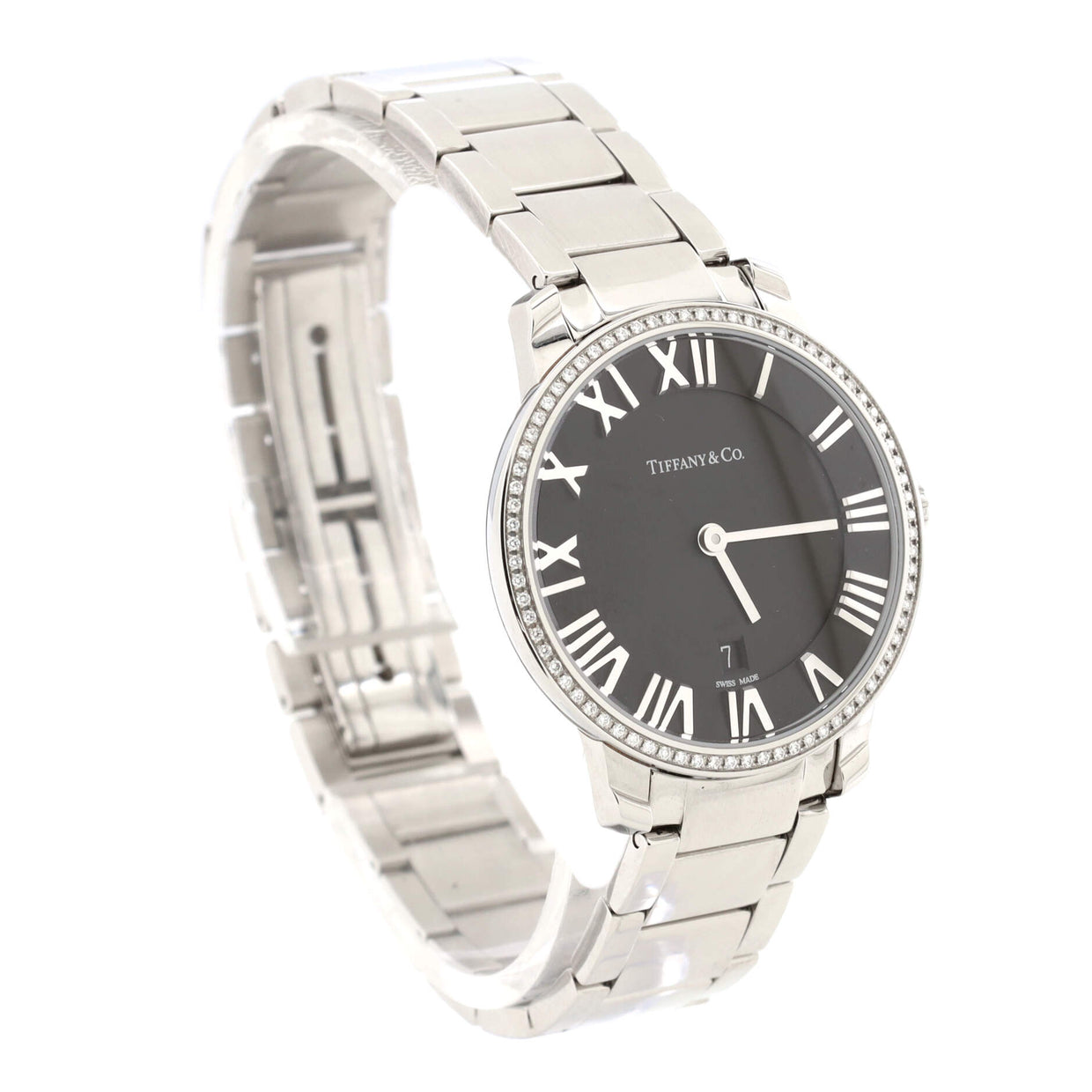 Tiffany & Co. Atlas 2-Hand Quartz Watch Stainless Steel with Diamond ...