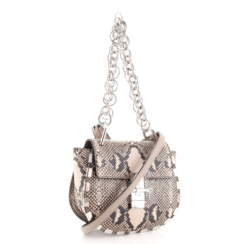 Chloe Drew Bijou Crossbody Bag Python Embossed Leather Mini Neutral 1888601