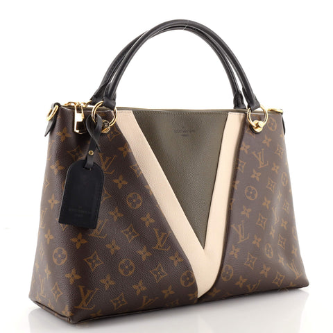Louis Vuitton V Tote Monogram Canvas and Leather MM Brown 1909191