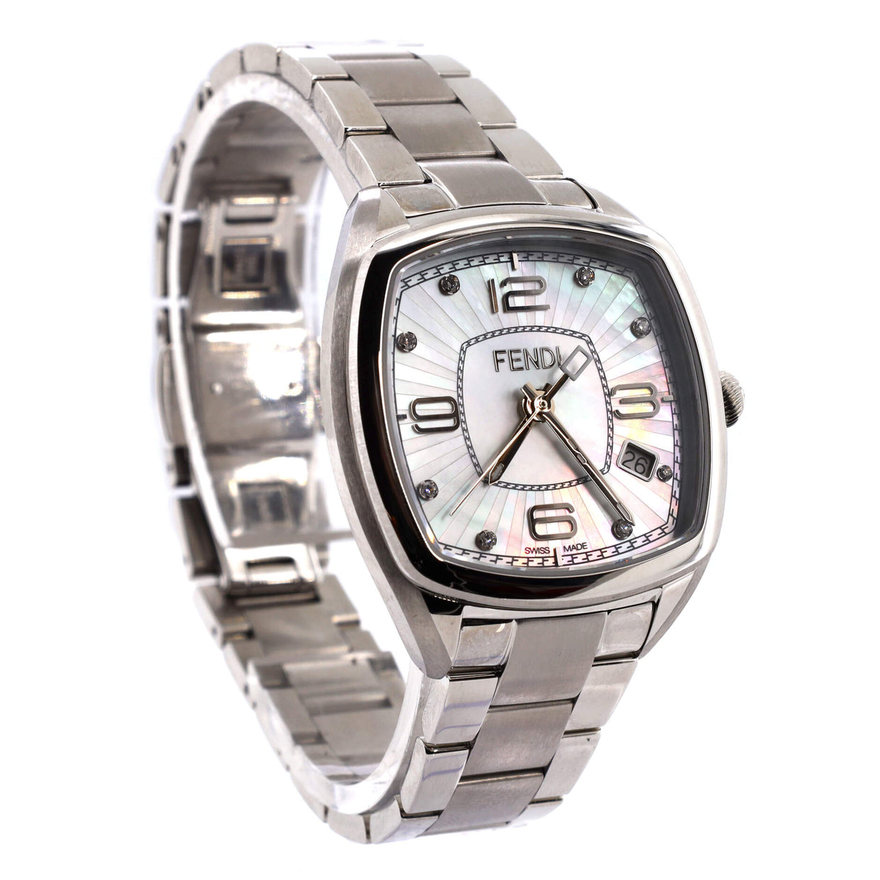 Fendi Memento Quartz Watch Stainless Steel with Diamond Markers and ...