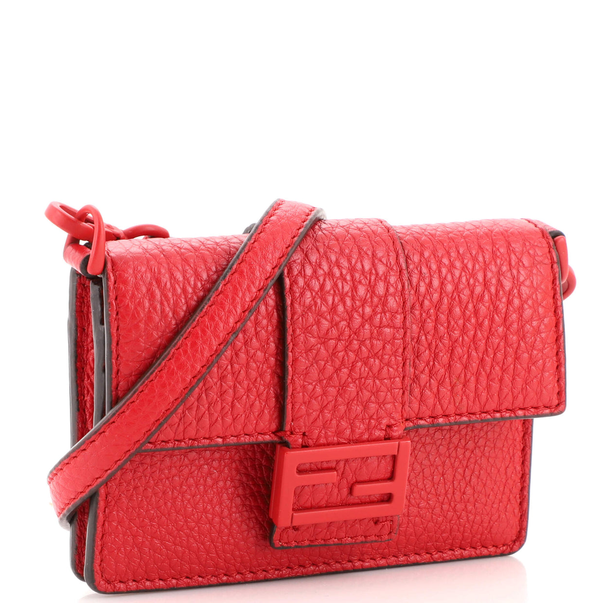 Fendi Baguette Flat Pouch Bag Leather Micro Red 1926711