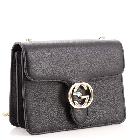 Gucci Interlocking Shoulder Bag (Outlet) Leather Small Black 1935174