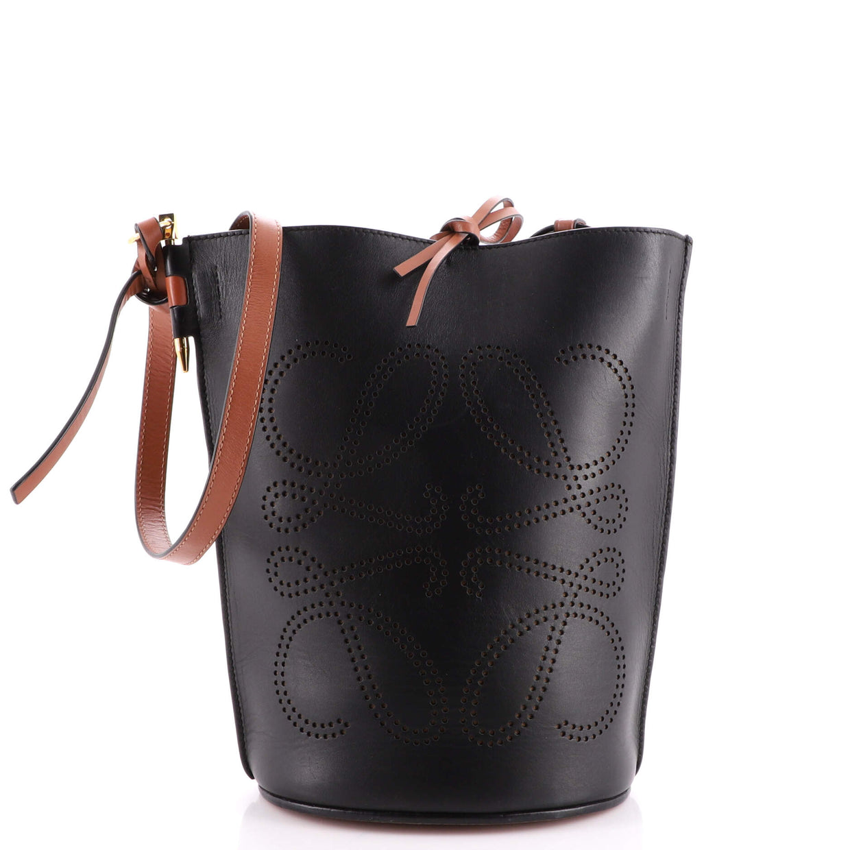 Loewe Gate Bucket Bag Perforated Leather Large Black 19595141