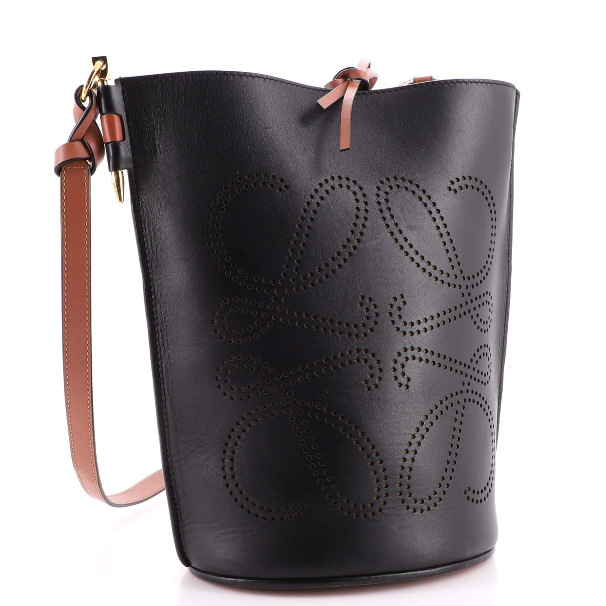 Loewe Gate Bucket Bag Perforated Leather Large Black 19595141