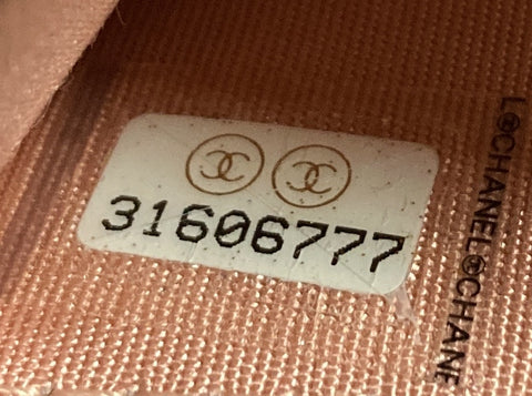 Chanel Plate Logo CC Flap Card Holder on Chain Quilted Caviar Mini Pink ...