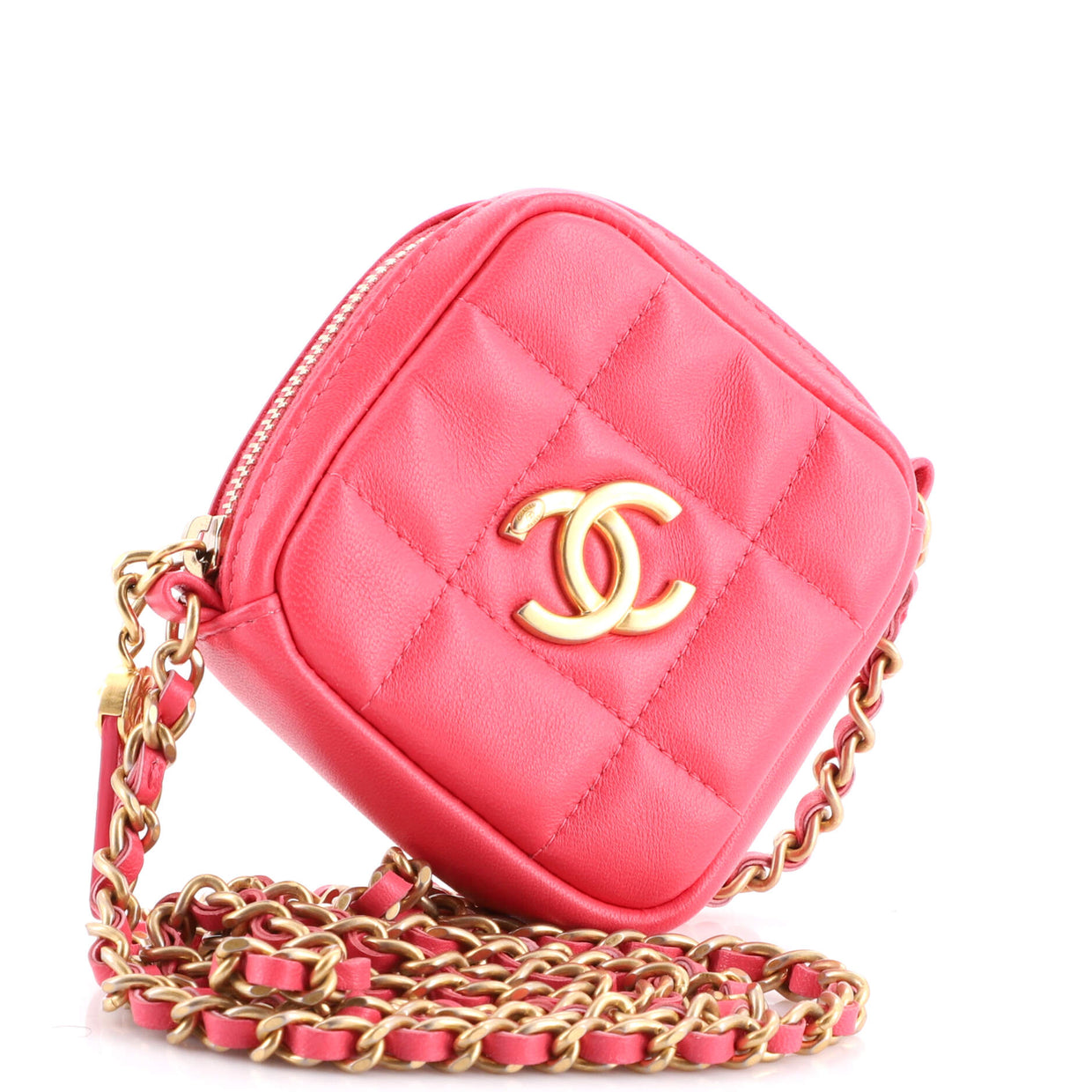 Chanel Diamond Clutch with Chain Quilted Lambskin Pink 19901679