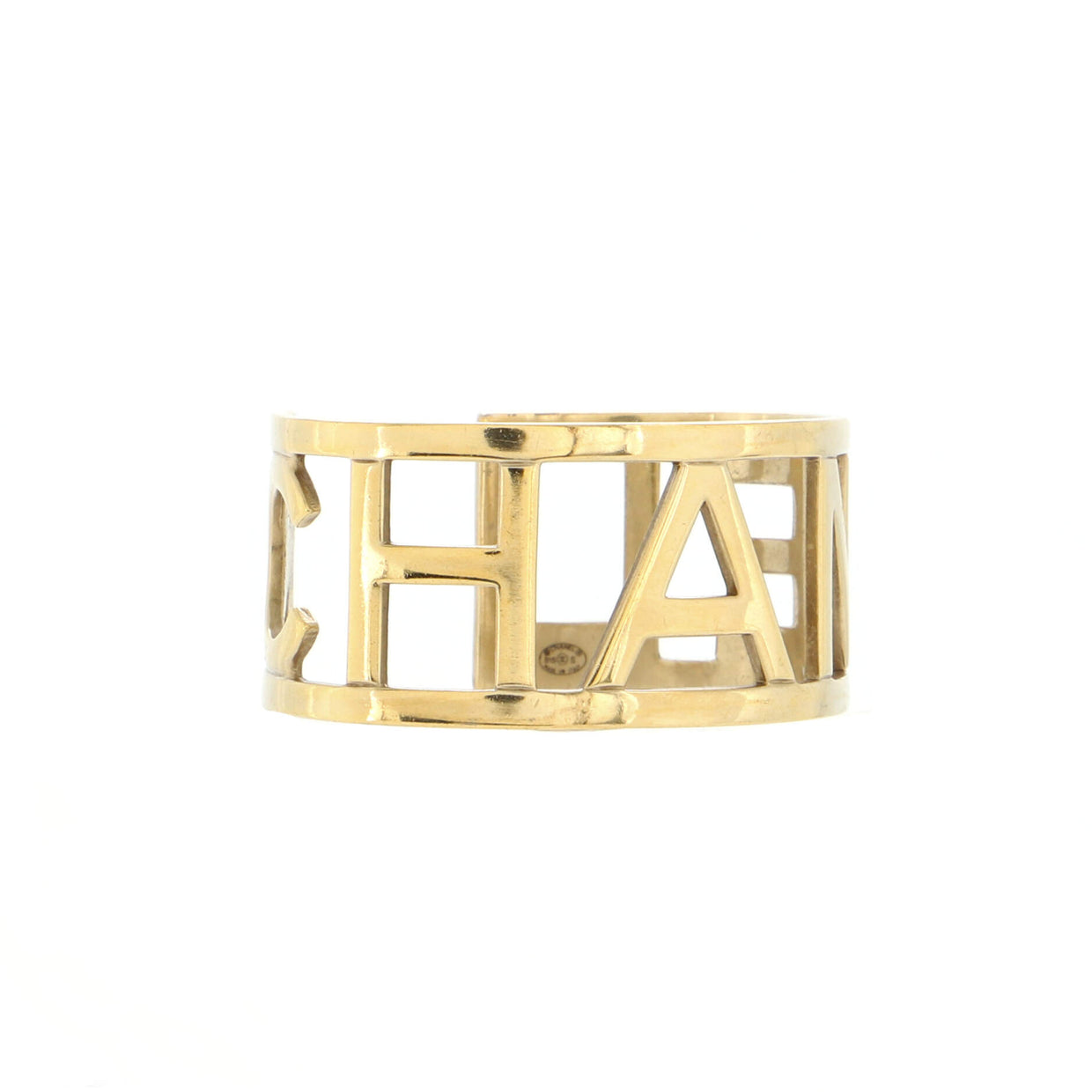 Chanel Vintage Open CC Cut-Out Cuff Bracelet Metal Wide Gold 2011501