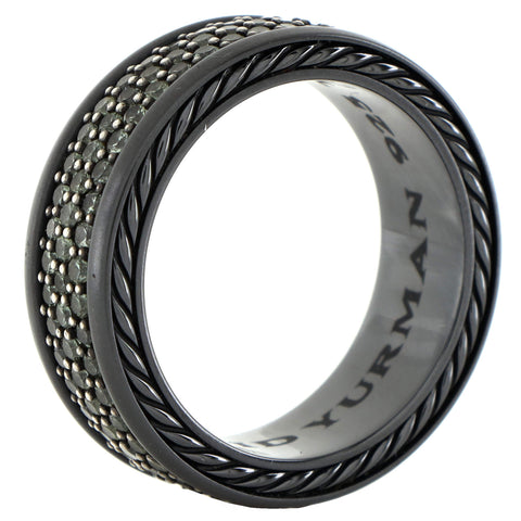 David Yurman Streamline 3 Row Band Ring Titanium with Paved Grey ...