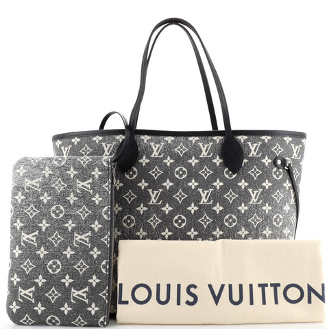 Louis Vuitton Neverfull NM Tote Monogram Jacquard Denim MM Gray 205760283