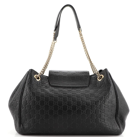 Gucci Emily Flap Shoulder Bag Guccissima Leather Large Black 2058382
