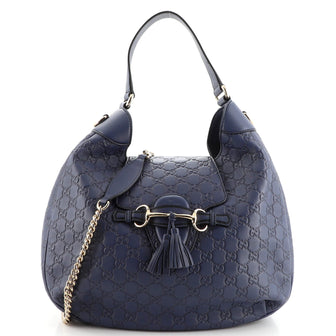 Gucci Emily Hobo Guccissima Leather Medium Blue 2058391